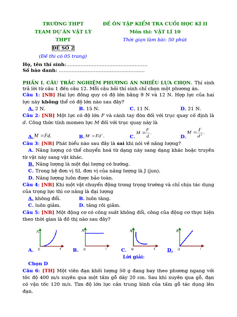 Tổ 1-Đề 2-VL 10 - CHK2 24 - 25 | PDF