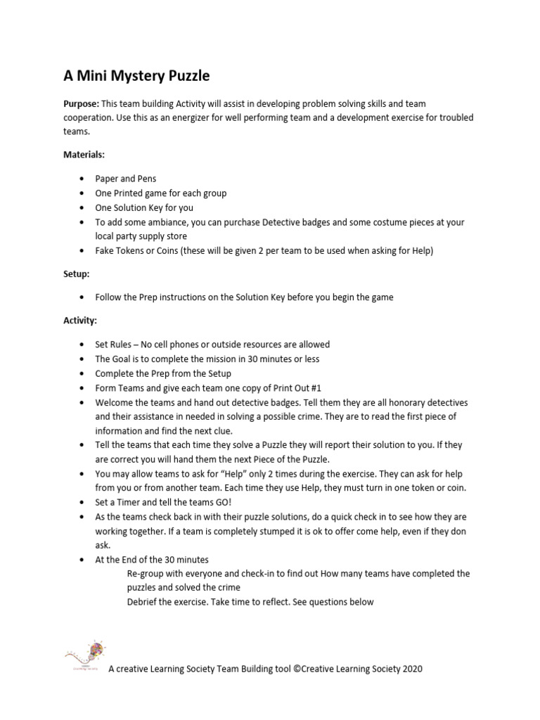 A Mini Mystery Puzzle Lesson | PDF