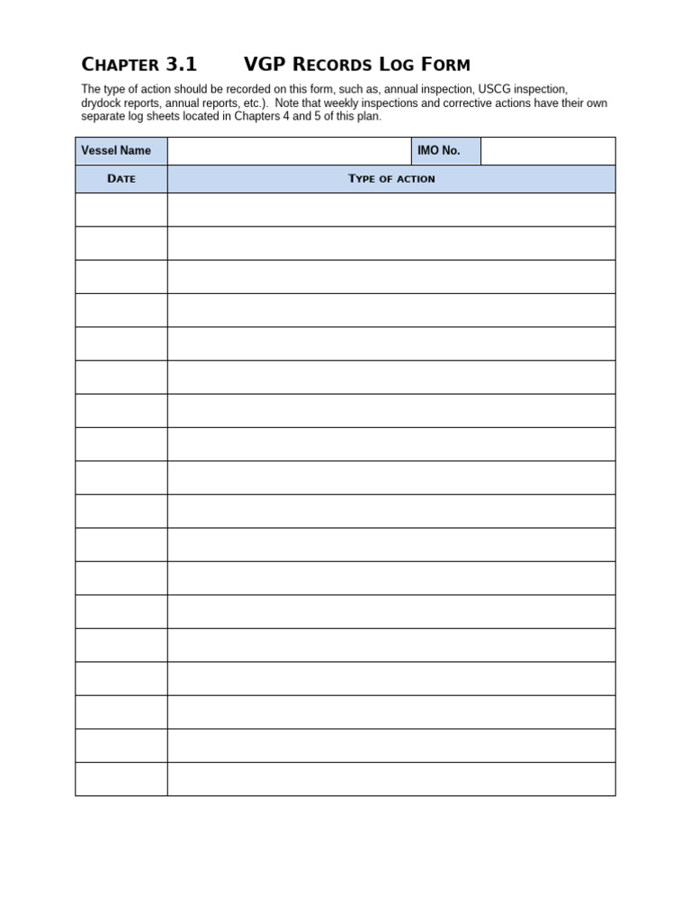 Chapter 3 - VGP Records Form | PDF