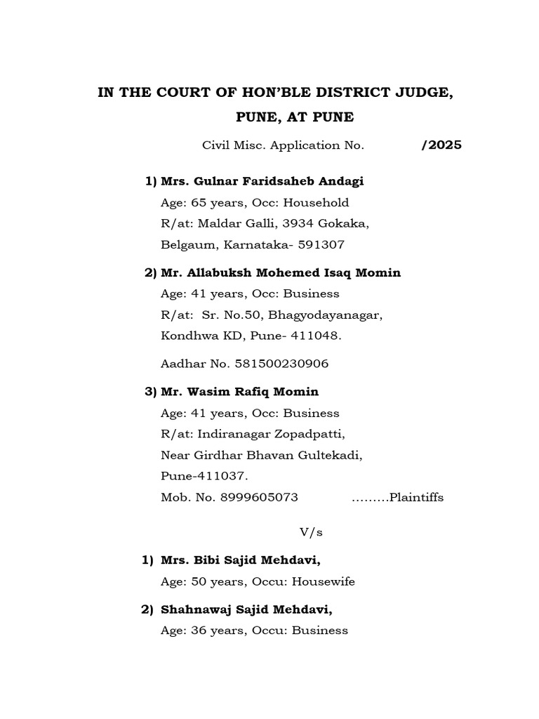 Suit For Permanent Injunction - Andagi Adv. Vishal Janrao | PDF ...