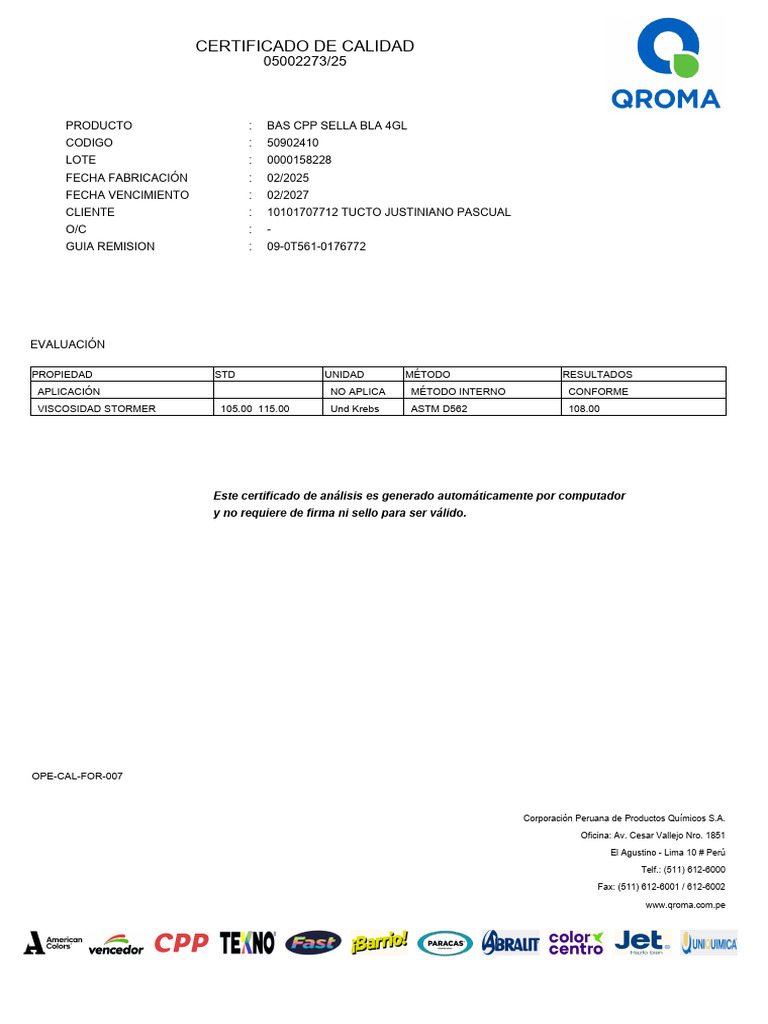 Cert. Sellador CPP | PDF
