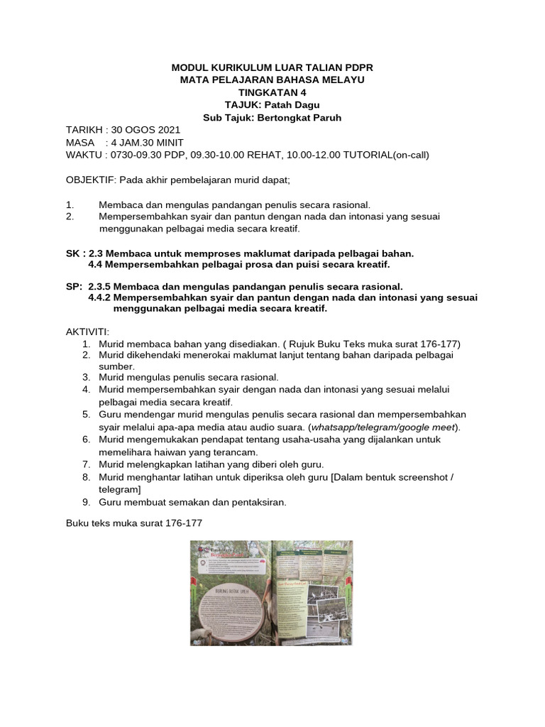 Modul PDPR BM Ting. 4 (30.8.2021) | PDF