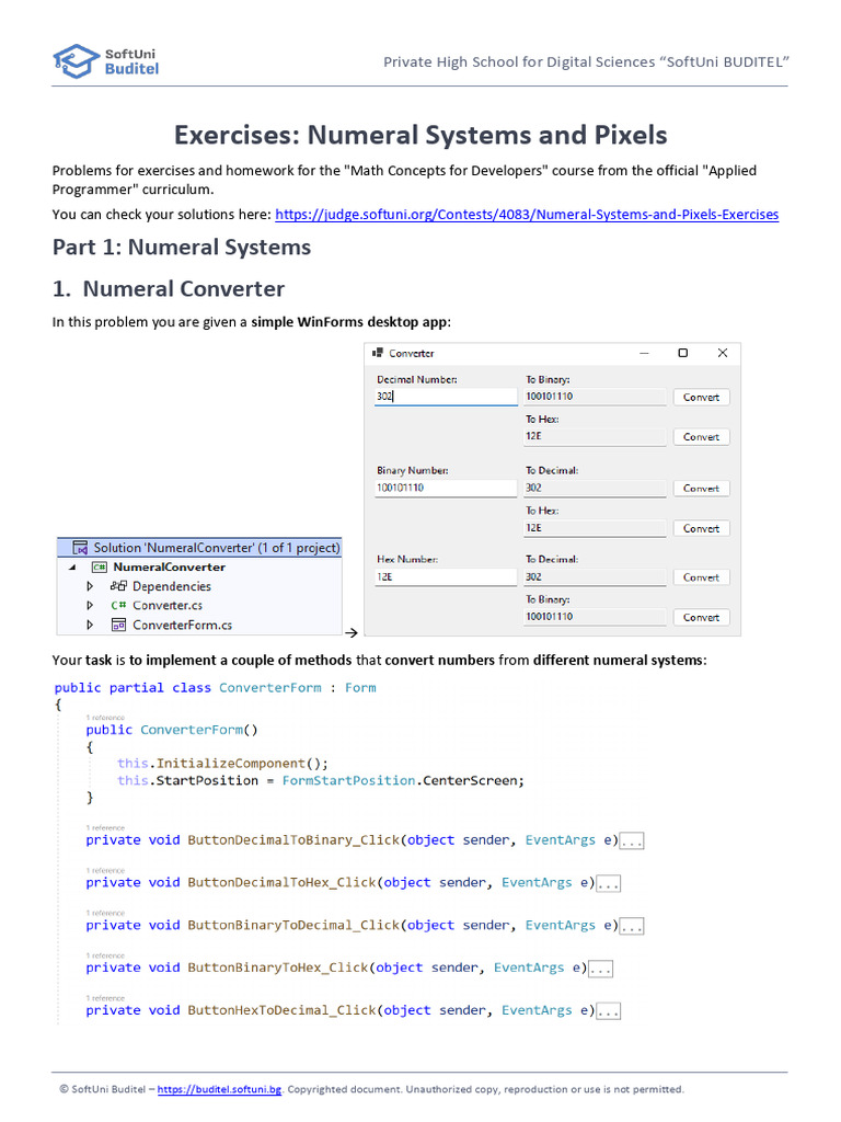 01.numeral Systems and Pixels Exercises | PDF | Bit | Matrix (Mathematics)