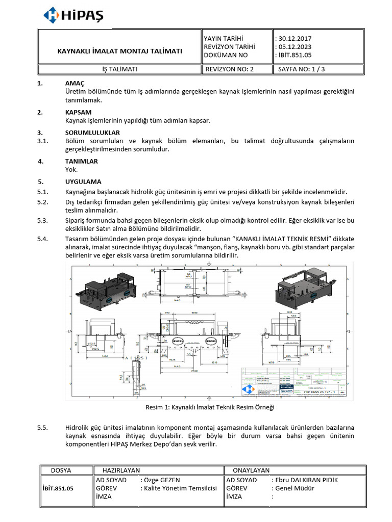 İbi̇t.851.05 Kaynakli İmalat Montaj Tali̇mati Rev - 2 | PDF