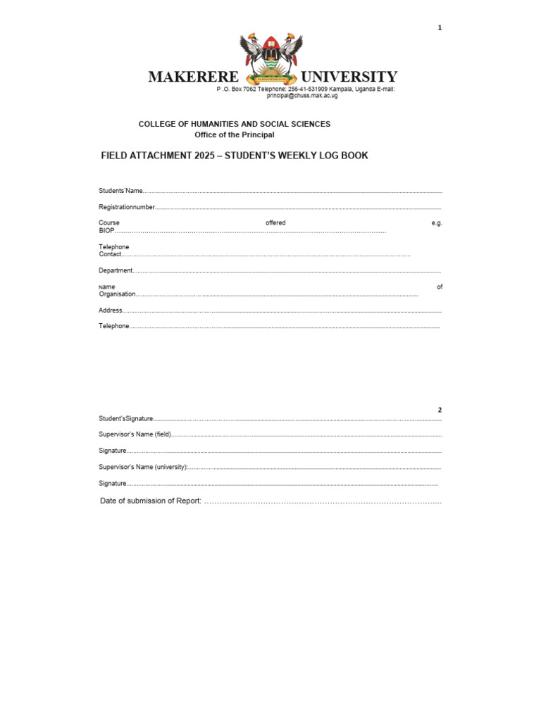 2025 Student Internship Logbook | PDF | Evaluation | Learning