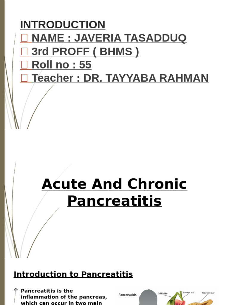 Acute and Chronic Pancreatitis | PDF | Pancreas | Human Diseases And ...