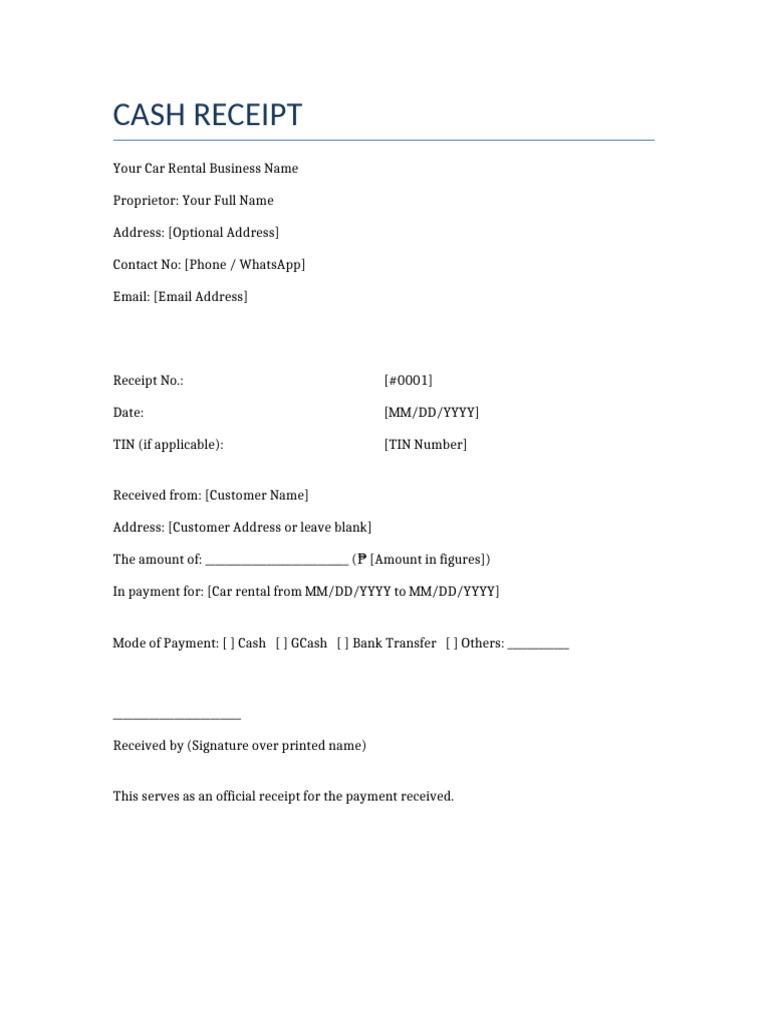 Cash Receipt Template | PDF