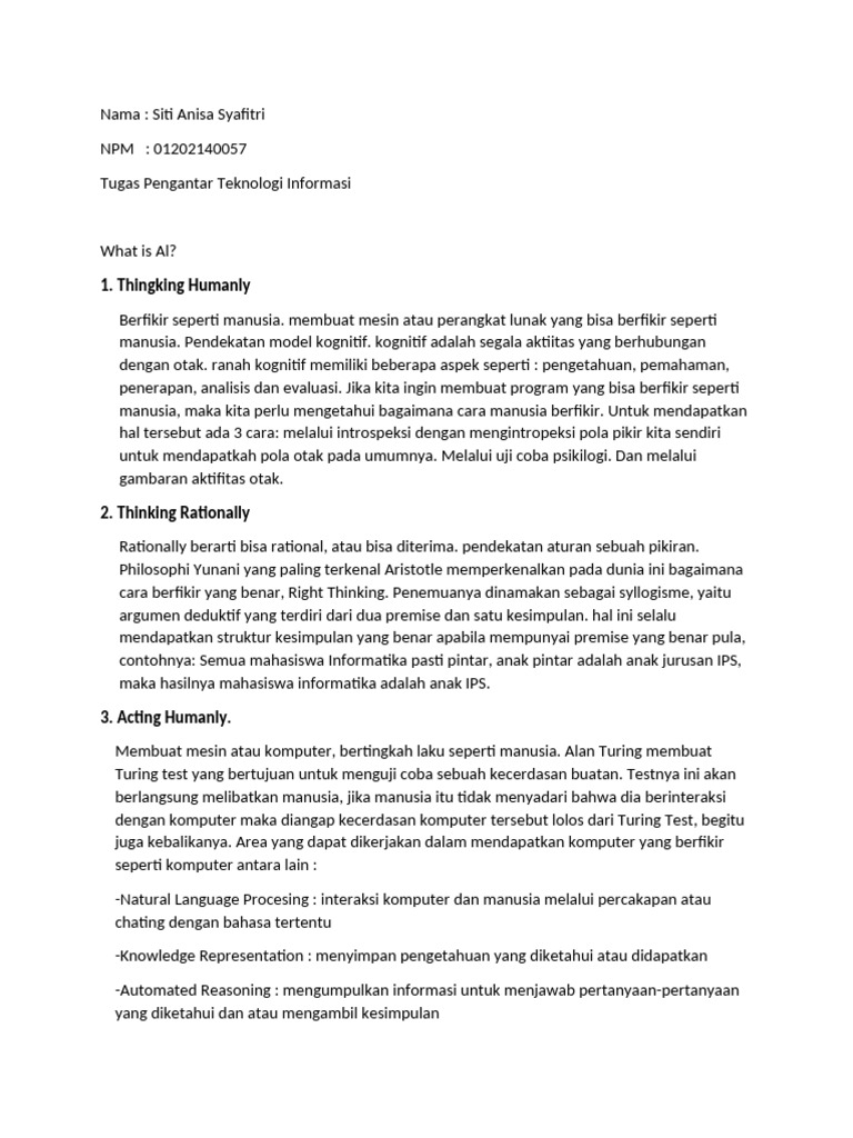 Siti Anisa Syafitri - Tugas 14 - Pengantar Teknologi Informasi | PDF