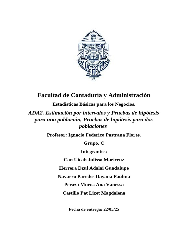 ADA2, ESTADÍSTICA Básica Uady | PDF | Método científico | Métodos matemáticos y cuantitativos ...