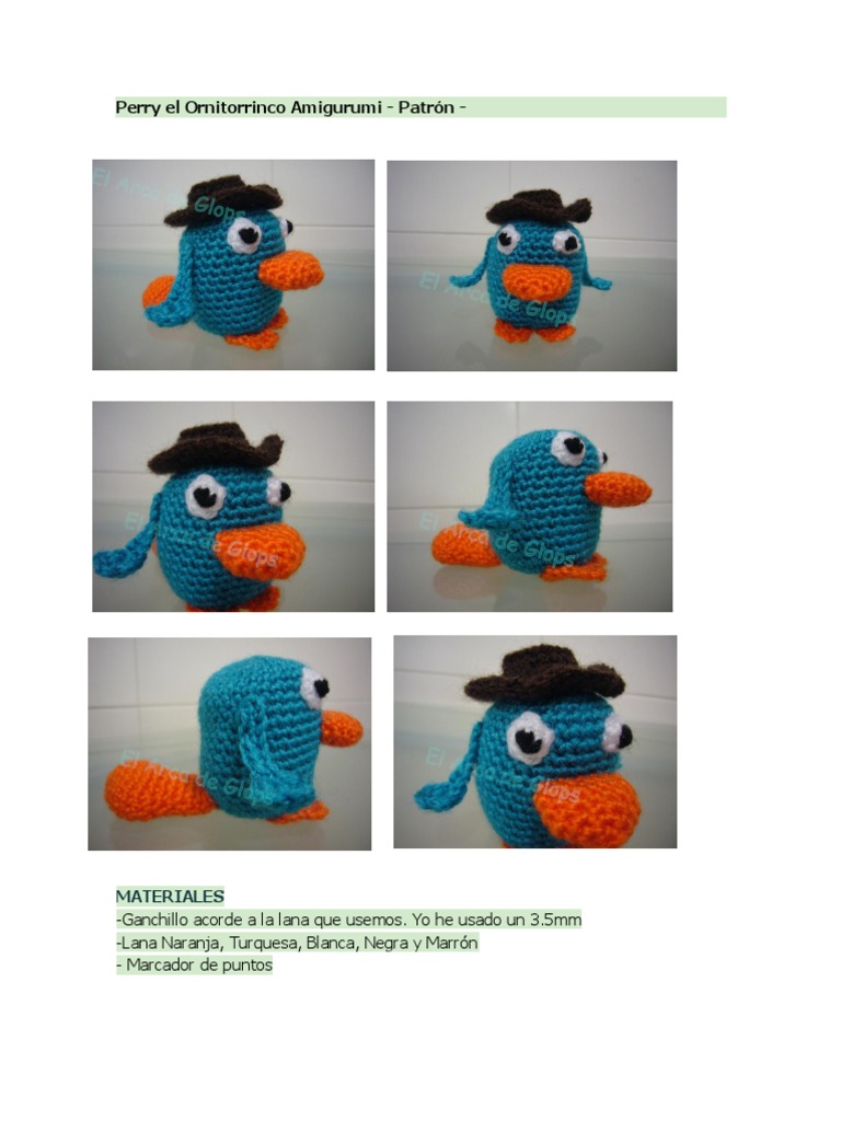 Perry El Ornitorrinco Amigurumi | PDF | Amigurumi | Ocio
