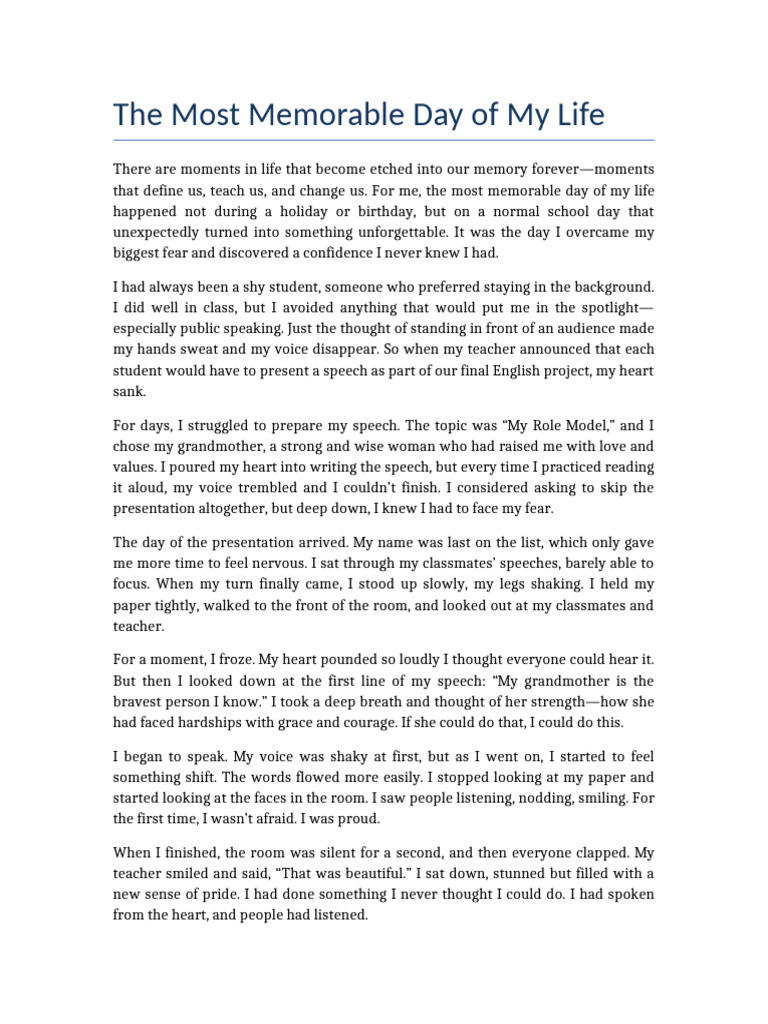 My Most Memorable School Day | PDF