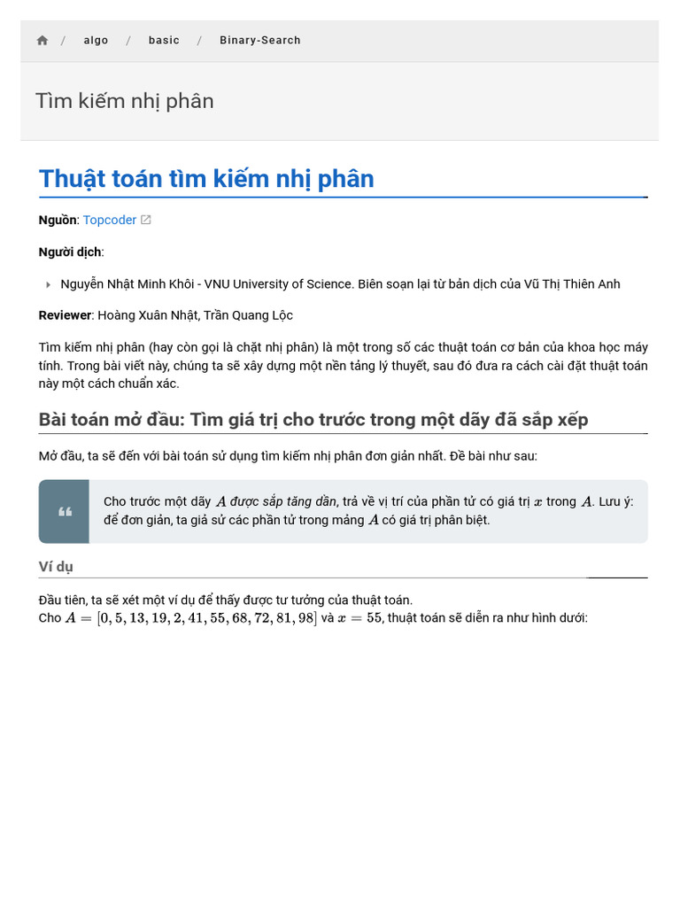 Tìm Kiếm Nhị Phân - VNOI Wiki | PDF