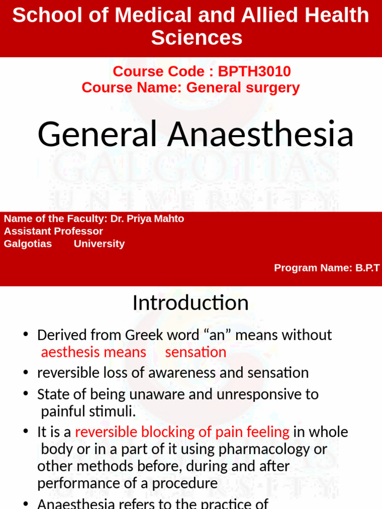 General Anaesthesia | PDF | Anesthesia | Surgery