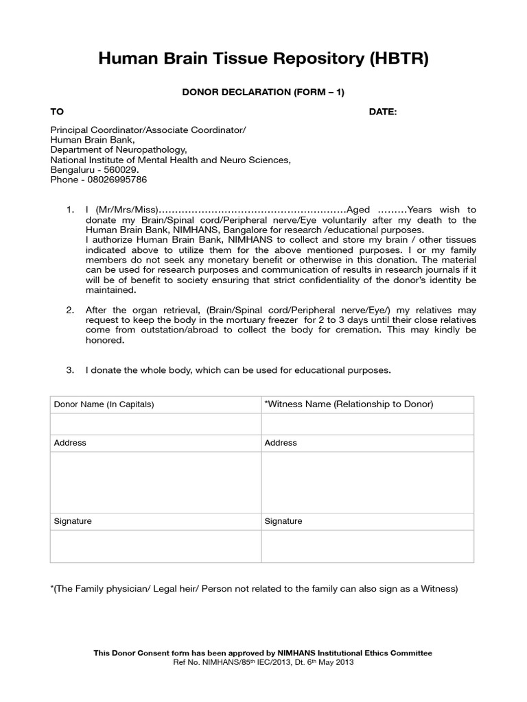 Donor Declaration Form and NOC | PDF