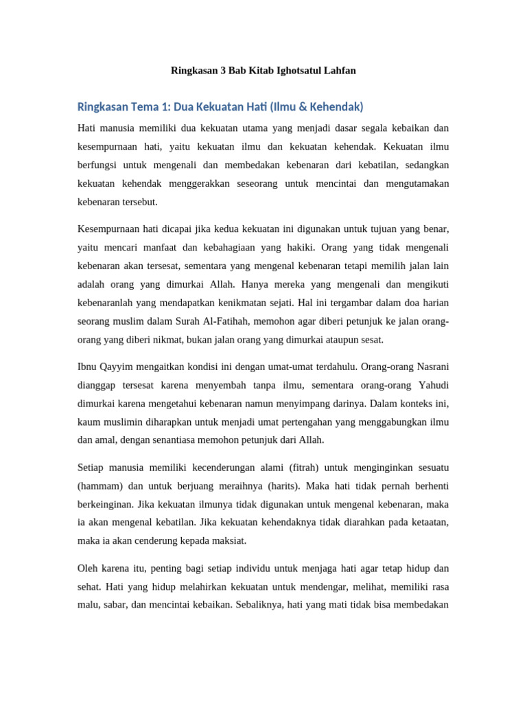 Ringkasan Dua Kekuatan Hati | PDF