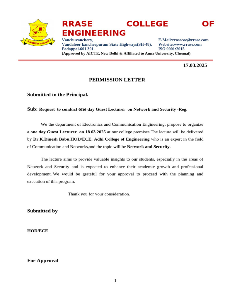Permission Letter Format | PDF