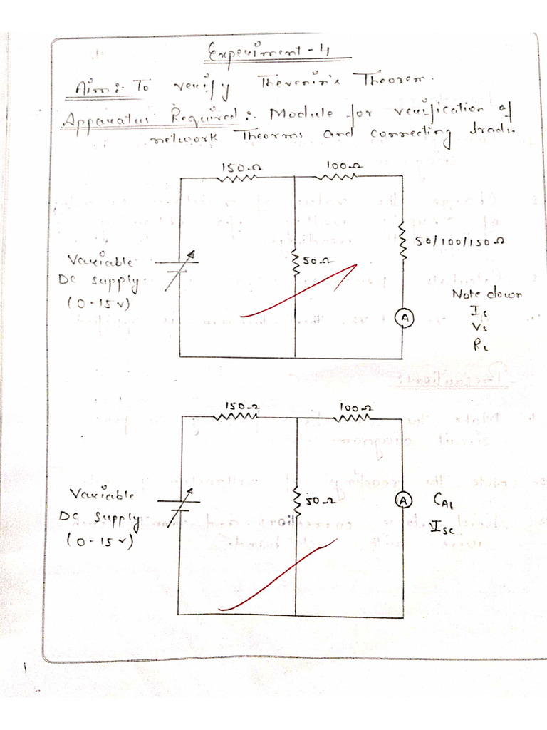Thevenin's Theorem Experiment | PDF