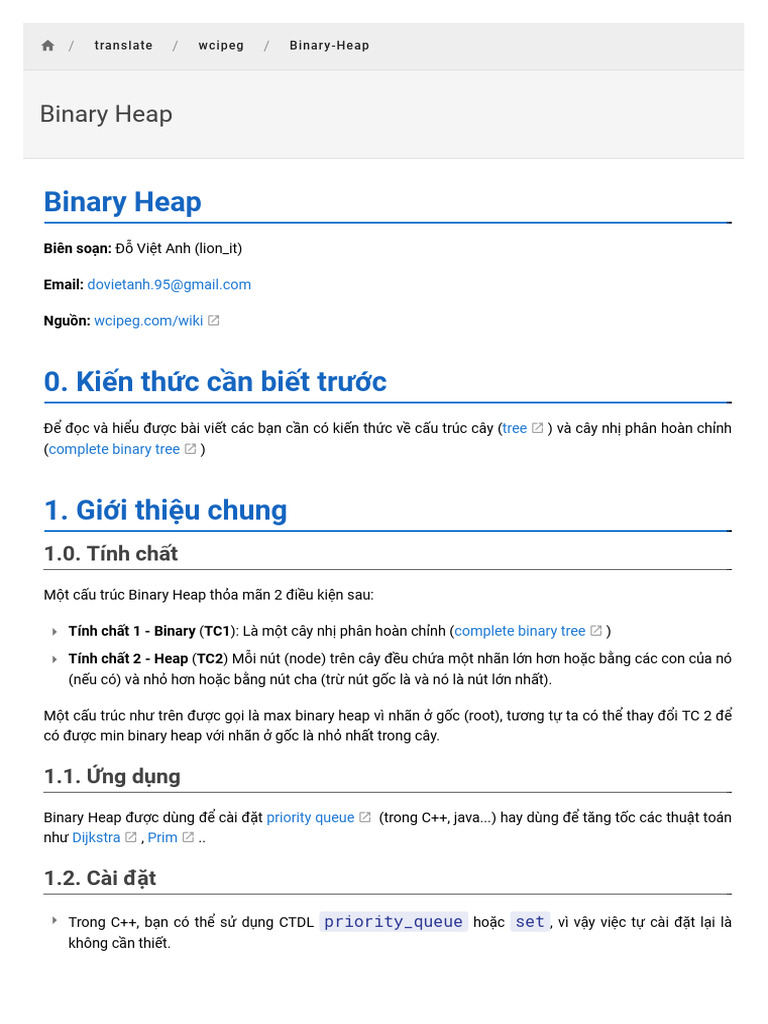 Binary Heap - VNOI Wiki | PDF