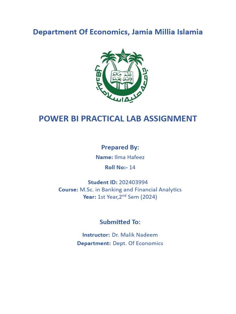 Power Bi (Lab File) Ilma Hafeez | PDF | Comma Separated Values | Chart