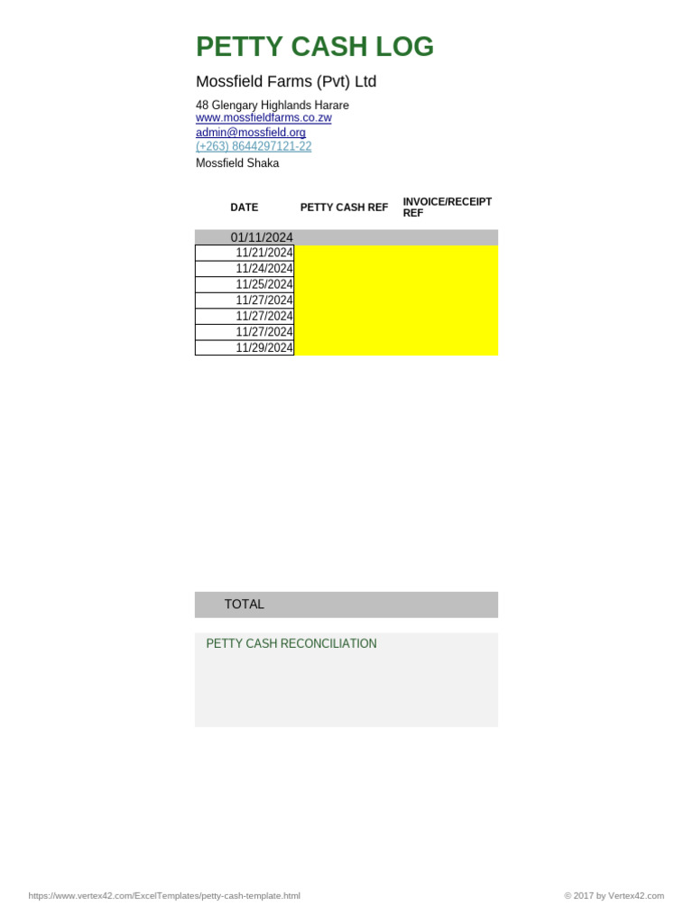 Petty-Cash-Log Mossfield Shaka Tracker | PDF | Receipt