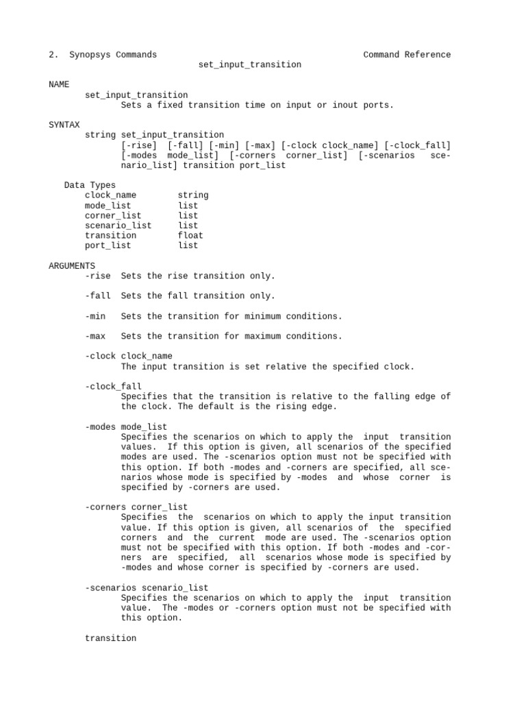 Set Input Transition Command Explained | PDF | Computer Science ...