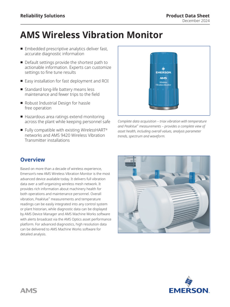 AMS Wireless Vibration Monitor Overview | PDF | Machines | Hertz
