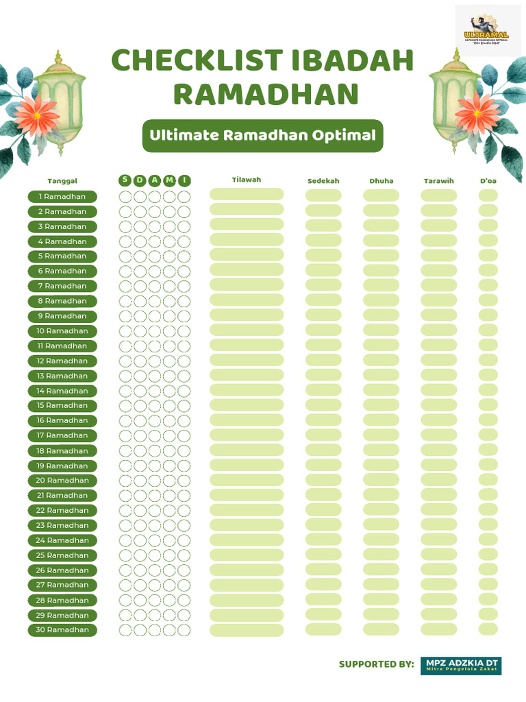 Ultimate Ramadhan Ibadah Checklist | PDF