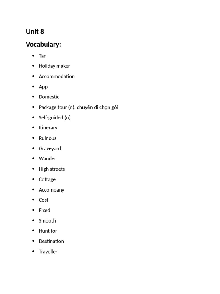 Unit 8 Vocabulary | PDF