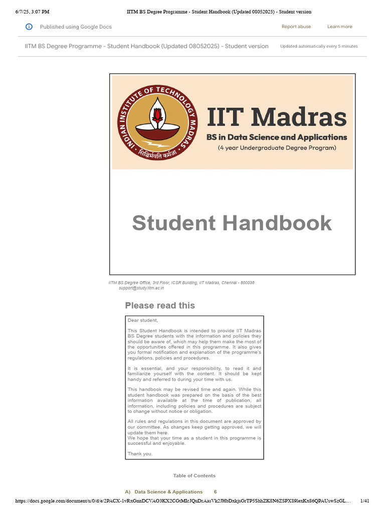 Iitm Bs Degree Student Handbook 2025 Pdf