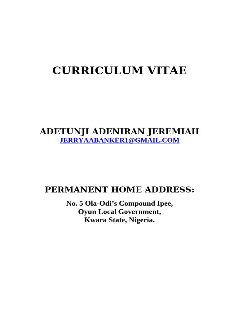 MR Jerry Curriculum Vitae Cover Page | PDF
