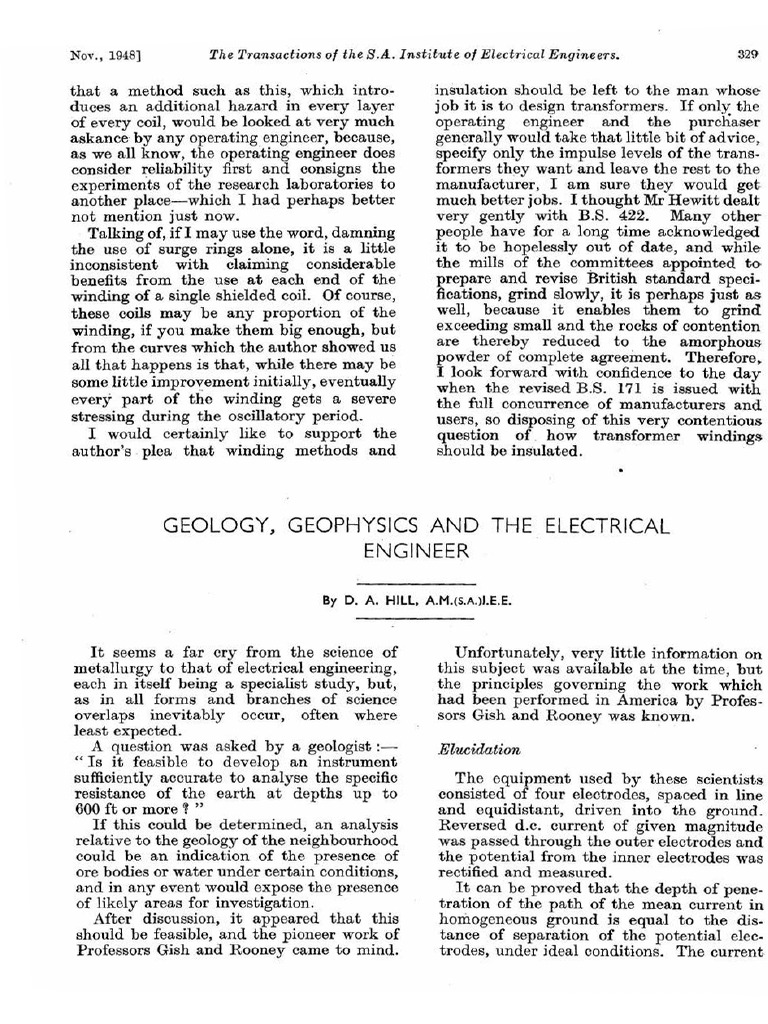 Geology Geophysics and The Electrical Engineer | PDF | Voltage | Electromagnetism