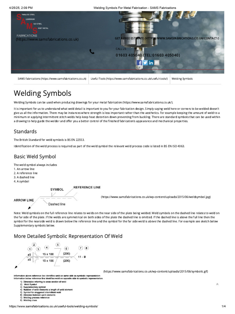 Welding Symbols For Metal Fabrication - SAMS Fabrications | PDF ...