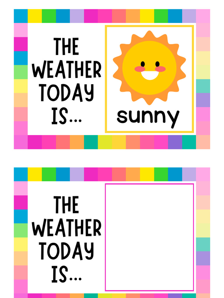 Colorful The Weather Today Circle Time Chart Flashcards | PDF