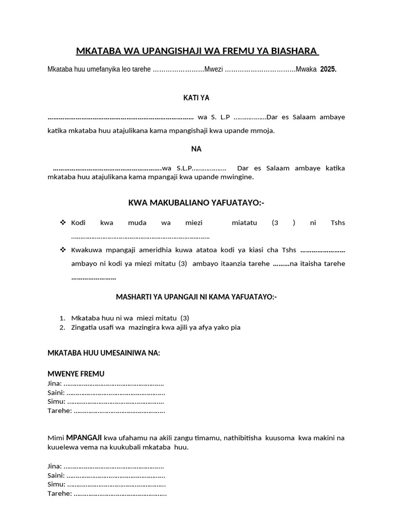 Mkataba 10-2-2025 | PDF