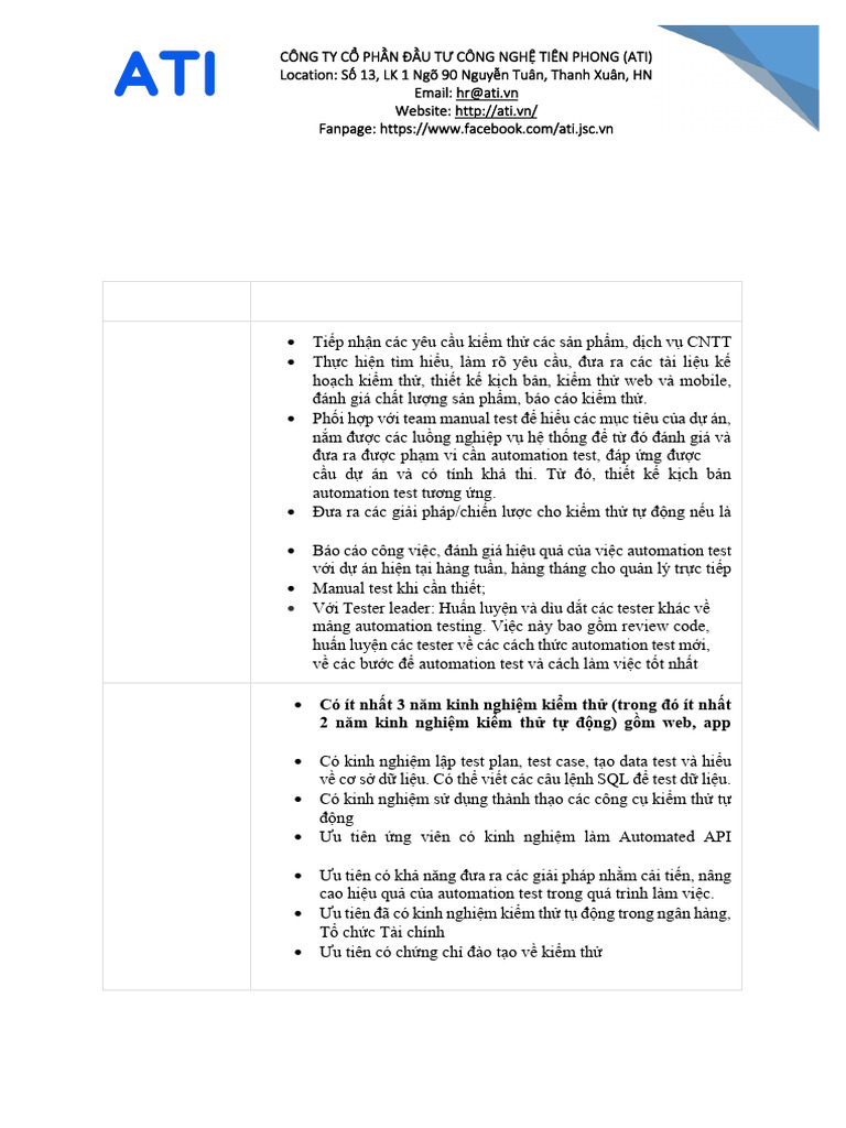 ATI - Mid Senior Automation Tester | PDF