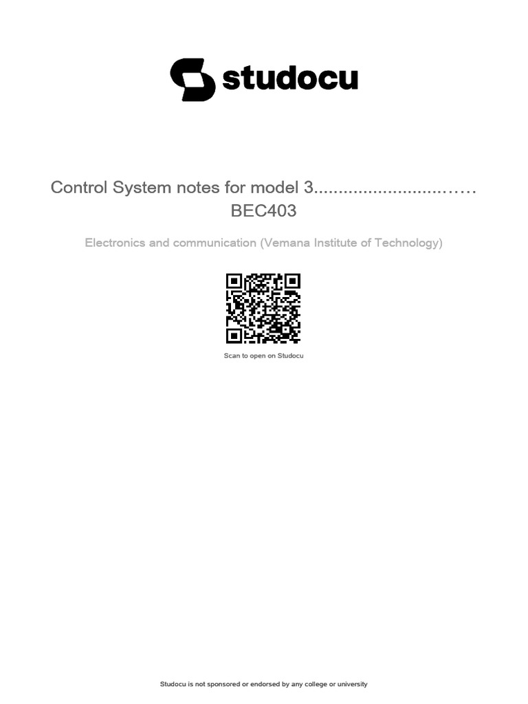 Control System Notes For Model 3.......................... BEC403 ...