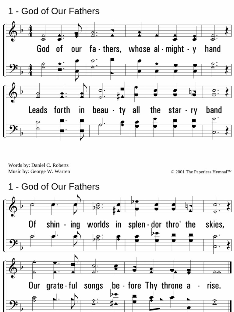 God of Our Fathers Hymn Lyrics | PDF