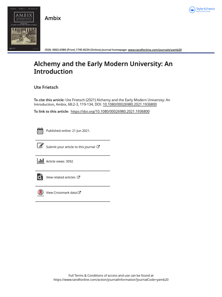 Alchemy and The Early Modern University An Introduction | PDF | Alchemy ...