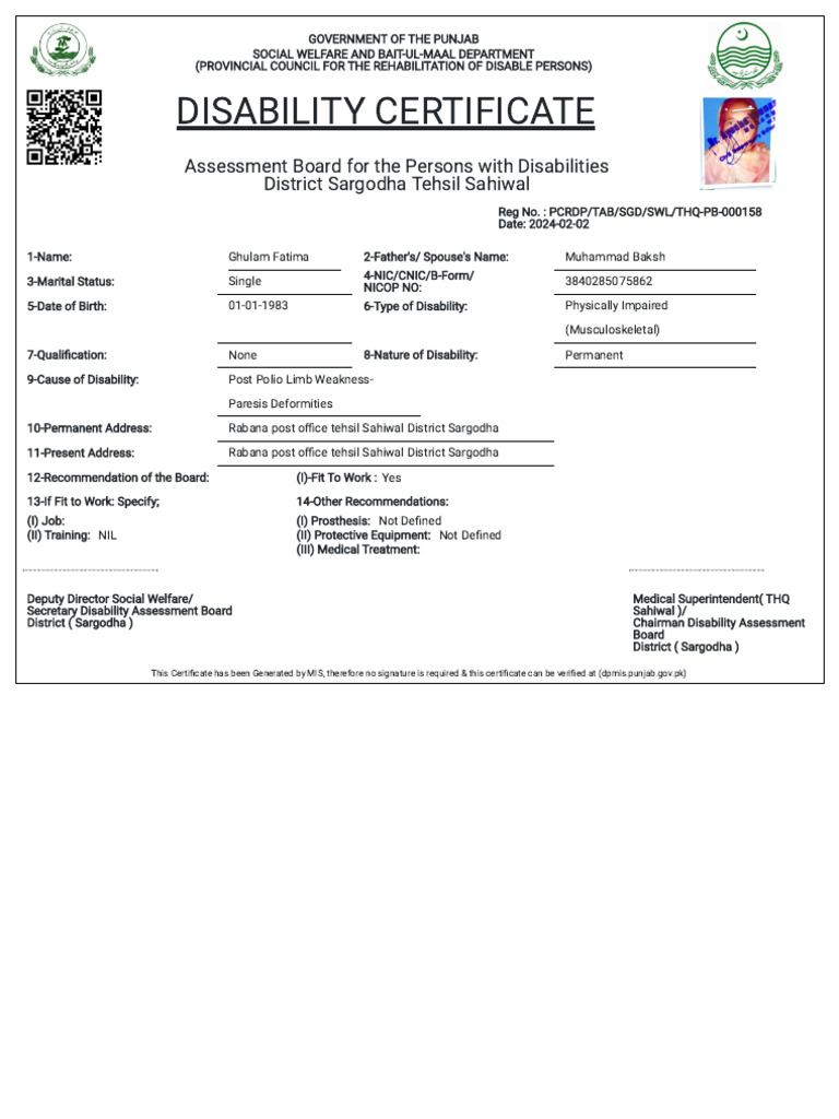 Certificate | PDF | Diseases And Disorders | Social Policy