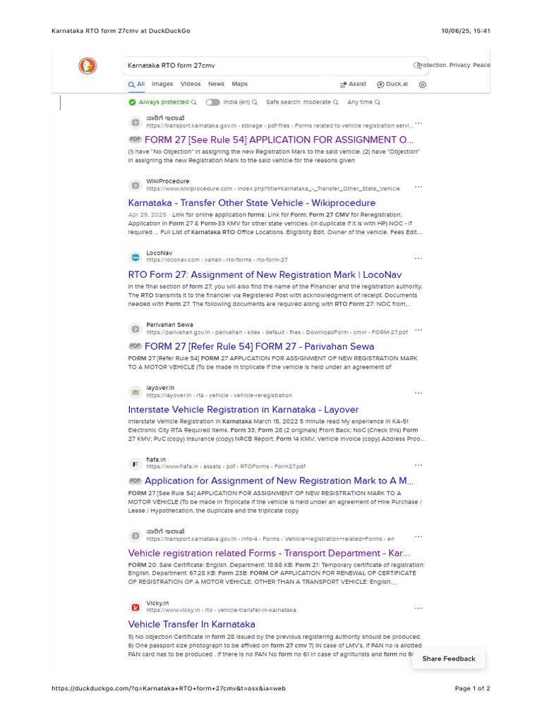 Karnataka RTO Form 27 Overview | PDF