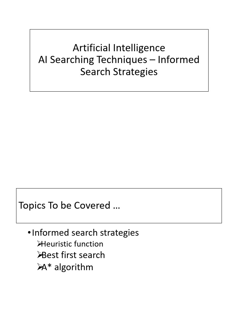 03 - AI Searching Techniques - Informed Search Strategies | PDF | Algorithms | Algorithms And ...