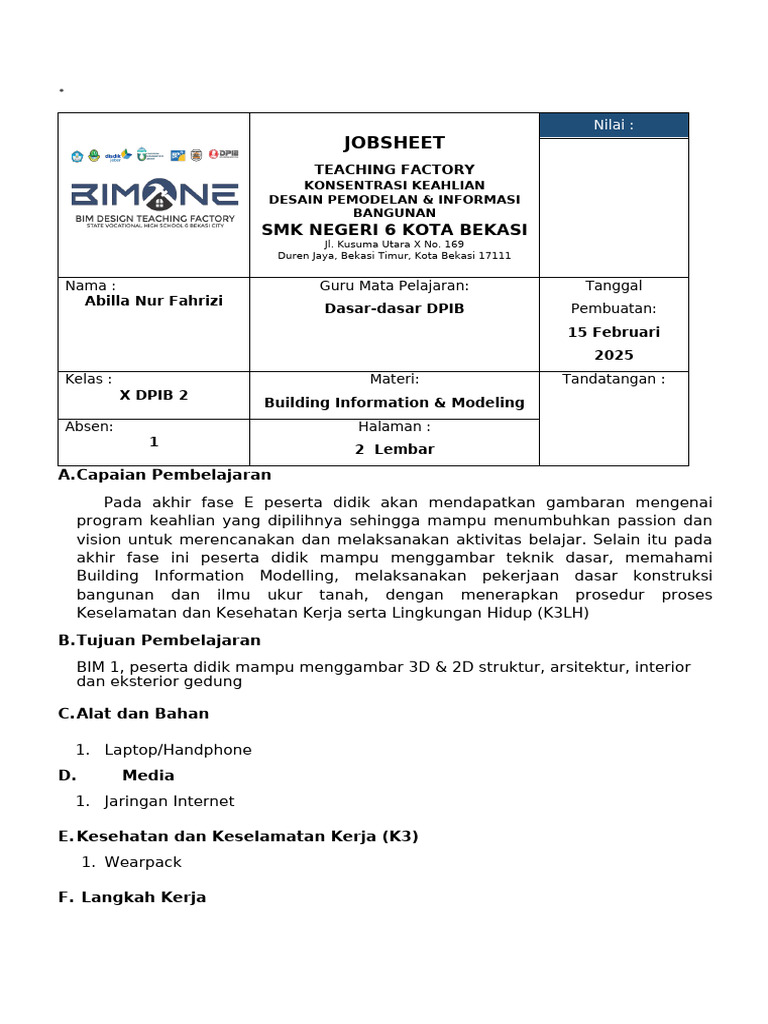 Jobsheet Gian X Dpib 2 | PDF