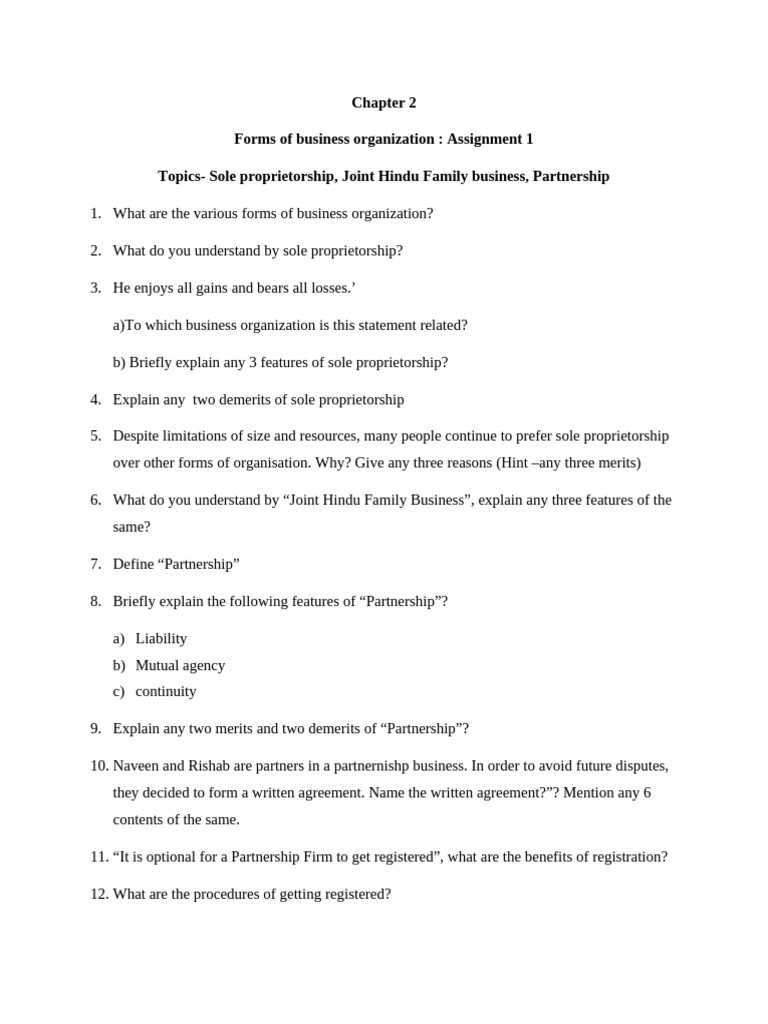 Business Organization Types: Sole Proprietorship & Partnership | PDF ...