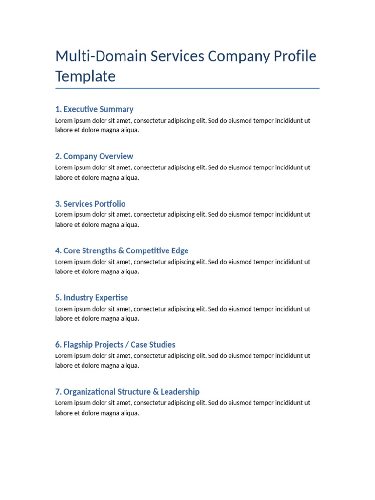 Multi Domain Company Profile Template | PDF