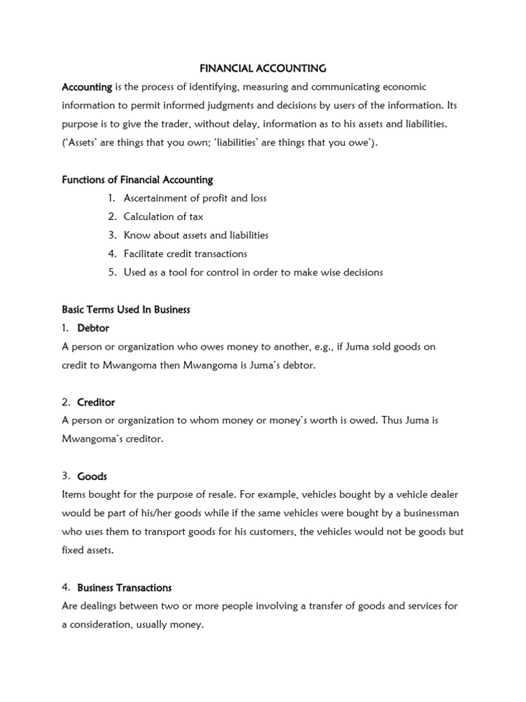 Understanding Financial Accounting Basics | PDF | Debits And Credits ...