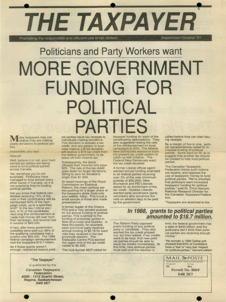 Taxpayer Funding for Political Parties | PDF | Taxes | Tax Credit