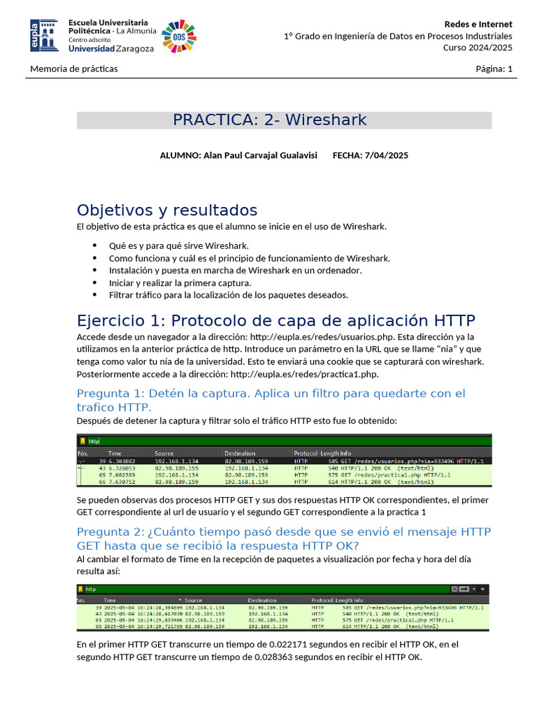 Practica Wireshark | PDF | Protocolo de Control de Transmisión | sistema de nombres de dominio
