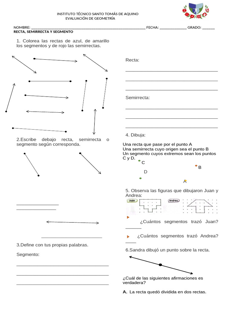 Recta Semirecta Segmento | PDF | Línea (geometría)