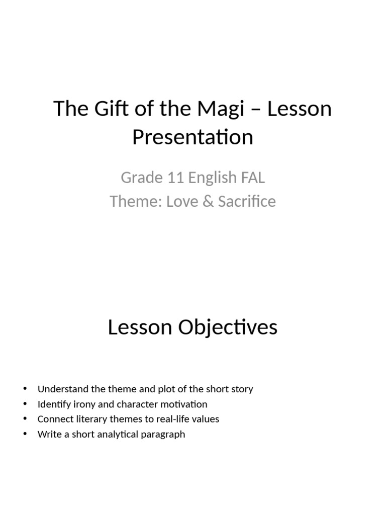 The Gift of The Magi Lesson Presentation | PDF