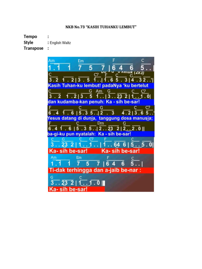NKB No.73 "KASIH TUHANKU LEMBUT" | PDF